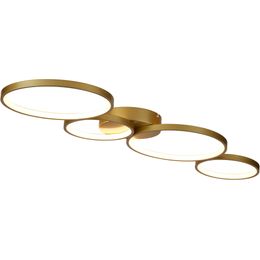 Searchlight Deckenleuchte "Cirque LED 4Lt Deckenleuchte, goldenes Metall", Energieeffizienz: G (A-G), metallic, goldfarben, H: 5,5cm, 1 Stk., Leuchten, Deckenleuchte