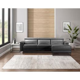 Ecksofa OTTO HOME "LUND, L-Form, 261cm, man. o. elektr. Relaxfunktion (mit USB-A)", schwarz, B:261cm H:97cm T:179cm, Echtleder 100% Echtleder;Kunstleder 100% Polyurethan, Sofas, Ecksofa, und Kopfteilverstellung