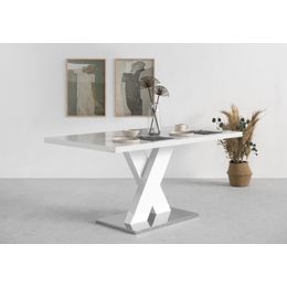 Esstisch OTTO HOME "Ali, Modernes Design", wei&szlig; (wei&szlig; hochglanz), B:160cm H:76cm T:90cm, Tische, Esstisch, Breite 160 cm, wei&szlig; Hochglanz, Bodenplatte aus Metall