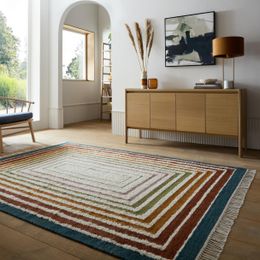 Teppich FLAIR RUGS "BOUCLE WOOL FRAME", mehrfarbig, B:160cm H:0mm L:230cm, Oberfl&auml;che: 73% Wolle, 27% Synthetik. R&uuml;ckseite: 73% Wolle, 27% Synthetik, Teppiche, Teppich