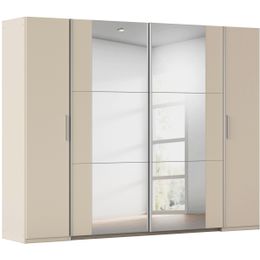 Schwebet&uuml;renschrank Rauch "Kleiderschrank Dreht&uuml;renschrank Schrank Garderobe KRONACH", champagner, griffleisten alu, mit 2 spiegel, B:268cm H:210cm T:59cm, Holzwerkstoff, Schr&auml;nke, Schwebet&uuml;renschrank, Kombischrank optional mit 1 oder 2 Spiegel viele B&ouml;den MADE IN GERMANY