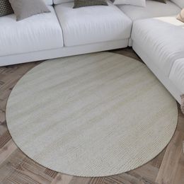 Teppich Wecon Home "Hamptons TWENTYSEVEN", beige (creme wei&szlig;), H:15mm &Oslash;:180cm, Polyester, Teppiche, Teppich, Kurzflor, Wohnzimmer, Schlafzimmer, elegant, robust, Linien-Muster