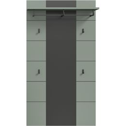 Garderobenpaneel Home Affaire "REHAT, TOPSELLER, H&ouml;he 145 cm, Hutablage, 4 Haken, Garderobenstange", basalt grau, smoke gr&uuml;n, B:80cm H:141cm T:29cm, FSC-zertifizierter Holzwerkstoff, Garderobenpaneele, Garderobenpaneel, Paneel, Wandboard, Garderobe, Garderobenleiste, Garderobenboard