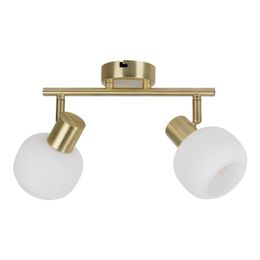N&auml;ve N&Auml;VE Deckenleuchte "Learta", gold (goldfarben), 2, &Oslash; 10cm H: 18,5cm, 1 Stk., Leuchten, Spot, exkl. E14, messing matt, Glas wei&szlig; opal, Deckenleuchte