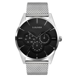 Multifunktionsuhr s.Oliver "Round Basic", silberfarben, Armbanduhren, Herren, Quarzuhr, Armbanduhr, Herrenuhr, Edelstahlarmband, analog