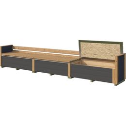 Sitztruhe Weka "optionale Erweiterung f&uuml;r Gartenhaus Killarney", anthrazit, eiche hell, B:50cm H:63cm T:285cm, Massivholz, Sitzb&auml;nke, verschiedene Farben und Gr&ouml;&szlig;en