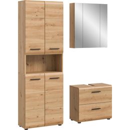 Badm&ouml;bel-Set Welltime "FLORENZ, 3-teilige Badkombination, hochwertige MDF-Front", artisan oak nb, B:135cm H:185cm T:30cm, Holzwerkstoff, MDF, Kastenm&ouml;bel-Sets, Badm&ouml;bel-Set, Bad-Kombination, Bad-M&ouml;bel, Badezimmer, Kombination, Kombi