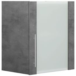 Wiho-K&uuml;chen Glash&auml;ngeschrank WIHO K&Uuml;CHEN "Cali", grau (front und korpus: betonfarben), B:50cm H:56,5cm T:35cm, Schr&auml;nke, Glash&auml;ngeschrank, Front mit Glaseinsatz