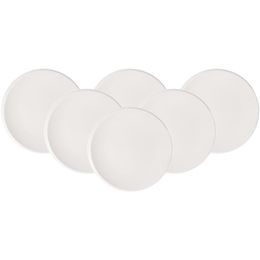 Villeroy & Boch Fr&uuml;hst&uuml;cksteller VILLEROY & BOCH "Fr&uuml;hst&uuml;cksteller NewMoon &oslash; 24 cm 6er Set wei&szlig;", wei&szlig;, L:24,2cm, Speiseteller