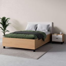 Bett VOX "SIMPLE, sehr strapazierf&auml;hig, hydraulischer Bettkasten oder Schublade", eiche, wei&szlig;, wei&szlig;, B:125cm H:119,6cm L:204,4cm, Betten, Bett, extrem hohe Belastbarkeit, robust und stilvoll, made in EU