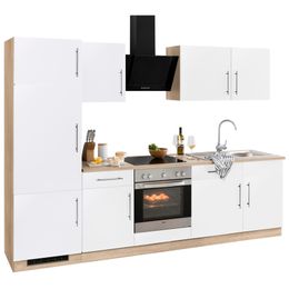 Wiho-K&uuml;chen K&uuml;chenzeile WIHO K&Uuml;CHEN "Cali", wei&szlig; (k&uuml;che: braun, korpus: sonoma eiche nachbildung, arbeitsplatte: sonoma eiche nachbildung), B:280cm T:60cm, Komplettk&uuml;chen-Sets, K&uuml;chenzeile, ohne E-Ger&auml;te, Breite 280 cm