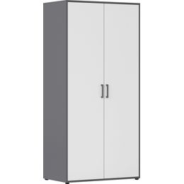 Kleiderschrank Rauch "VOYAGER Garderobe W&auml;scheschrank Schlafzimmer", graumetallic, alpinwei&szlig;, griffe graumetallic, B:93cm H:194cm T:53cm, Holzwerkstoff, Schr&auml;nke, Kleiderschrank, mit 2 modernen Griffvarianten, viel Stauraum MADE IN GERMANY