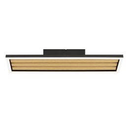 Brilliant LED Deckenleuchte "Calma", schwarz, natur, 1, H: 5cm, 1 Stk., Leuchten, 3000 K, dimmbar, Holz/Metall, schwarz, LED Deckenleuchte