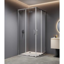 Eckdusche Welltime "Trento Slimline", chromfarben, B:90cm H:190cm T:90cm, Duschkabinen, Eckdusche mit Profil in schmalem Design und robustem Rollensystem