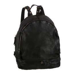 Cityrucksack Harbour 2nd "Meghan", Damen, Gr. B/H/T: 27cm x 30cm x 13cm, grau (ash), Leder, Rucks&auml;cke Cityrucksack, aus Leder mit typischen Marken-Anker-Label und Schmuckanh&auml;nger