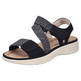 Sandale Rieker, Damen, Gr. 40, schwarz, Nubuklederimitat, Schuhe Sandale, Sommerschuh, Outdoorsandale mit regulierbaren Klettverschl&uuml;ssen