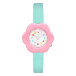 Quarzuhr s.Oliver "Flower Power", blau, Armbanduhren, Kinder, Quarzuhr, Armbanduhr, Silikonarmband, Kinderuhr, M&auml;dchen, analog