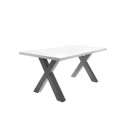 M&auml;usbacher Esstisch M&Auml;USBACHER "Mister", wei&szlig; (tischplatte: wei&szlig; matt lack), B:160cm H:77cm T:90cm, Tische, Esstisch, mit Auszug (160-210 cm), Gestell in X-Form