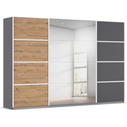 Kleiderschrank Rauch "Schwebet&uuml;renschrank Garderobe Schrank TOP ANGEBOT Avola", grau (graumetallic, eiche artisan, leisten wei&szlig;), B:315cm H:229cm T:62cm, Holzwerkstoff, Schr&auml;nke, Kleiderschrank, mit eleganten Zierleisten in Chrom, Schwarz oder Wei&szlig; MADE IN GERMANY