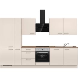 K&uuml;chenzeile Nobilia "Laser II", NEU: individuell anpassbar mit gratis Profi-Beratung", beige (k&uuml;che: natur, korpus: sandfarben, arbeitsplatte: eiche havanna nachbildung), B:330,3cm H:216,6cm T:60cm, Komplettk&uuml;chen-Sets, K&uuml;chenzeile, vormontiert, 330 cm breit, optional mit verschiedenen E‑Ger&auml;te-Sets