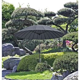 Sonnenschirm Garden Pleasure "Sonnenschirm mit 24 Streben, anthrazit", grau (anthrazit), Standschirme, mit 24 Streben, &Oslash; 255 cm