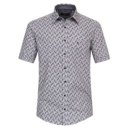 Kurzarmhemd Casamoda "Casamoda Freizeithemd Kurzarm Print", Herren, Gr. XL, Normalgr&ouml;&szlig;en, blau (graues mittelblau), 100% Baumwolle, bedruckt, l&auml;ssig geschnitten, Hemden