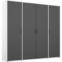 Kleiderschrank Rauch "VOYAGER Garderobe W&auml;scheschrank Schlafzimmer", wei&szlig; (alpinwei&szlig;, graumetallic, griffe graumetallic), B:187cm H:194cm T:53cm, Holzwerkstoff, Schr&auml;nke, Kleiderschrank, mit 2 modernen Griffvarianten, viel Stauraum MADE IN GERMANY