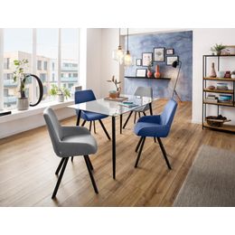 Glastisch OTTO HOME "Danny", transparent (glas, schwarz), B:140cm H:76cm T:80cm, Tische, Esstisch Breite 140 cm, Metallapplikationen, modernes Design