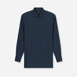Langarmhemd OLYMP "Luxor modern fit", Herren, Gr. 40, Verl&auml;ngerter Arm, blau (marine), Web, Obermaterial: 100% Baumwolle, normal, 2-Knopf-Manschette, Hemden, modern fit, gemustert, Businesshemd, New Kentkragen, Extra langer Arm