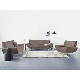 Polstergarnitur Home Affaire "Saltare elegant & komfortabel,, 3-2-1, bequem, Designfu&szlig;", braun (dunkelbraun), H:78cm T:82cm, 100% Polyester, Sitzm&ouml;bel-Sets