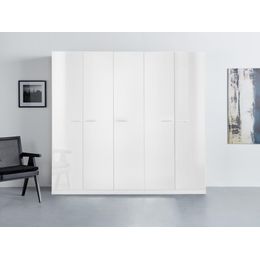 Dreht&uuml;renschrank Rauch "Kleiderschrank Schrank Garderobe OTELI inkl. Inneneinteilung", wei&szlig; (alpinwei&szlig;, hochglanz wei&szlig;), B:226cm H:210cm T:54cm, Holzwerkstoff, Schr&auml;nke, Dreht&uuml;renschrank, mit zus&auml;tzlichen Einlegeb&ouml;den, optional mit Spiegel MADE IN GERMANY