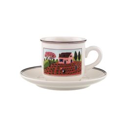 Villeroy & Boch Tasse VILLEROY & BOCH "Kaffeetasse mit Untertasse Design Naif 200 ml bunt", bunt, Porzellan, Trinkgef&auml;&szlig;e, Tasse