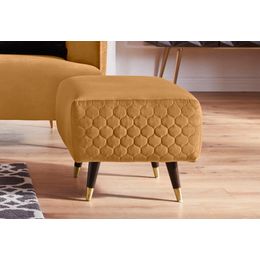 Hocker Home Affaire "Oradea", gold, B:50cm H:44cm T:48cm, Samtoptik (100% Polyester), Hocker, Polsterhocker Sitzhocker, passend zur Oradea-Serie