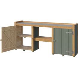 Pflanztisch Weka "optionale Erweiterung f&uuml;r Gartenhaus Killarney", graugr&uuml;n, eiche hell, B:285cm H:109cm T:50cm, Tische, verschiedene Farben und Gr&ouml;&szlig;en