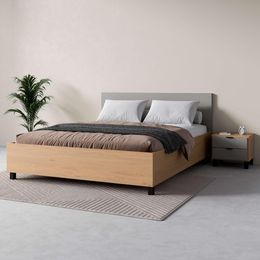 Bett VOX "SIMPLE, sehr strapazierf&auml;hig, hydraulischer Bettkasten oder Schublade", eiche, grau, grau, B:165cm H:119,6cm L:204,4cm, Betten, Bett, extrem hohe Belastbarkeit, robust und stilvoll, made in EU