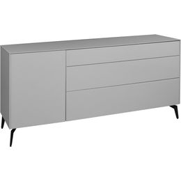 M&auml;usbacher Lowboard M&Auml;USBACHER "Imola", kreidegrau matt lack, glas kreidegrau glanz, F&uuml;&szlig;e aus Metall,4 Packst&uuml;cke, 1 Stk., 1 Stk., Sideboards, Lowboard, M&auml;usbacher Lowboard mit Glasfront und Glasoberplatte