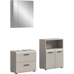 Badm&ouml;bel-Set Welltime "FLORENZ, 3-teilige Badkombination, hochwertige MDF-Front", kaschmir, B:135cm H:185cm T:30cm, Holzwerkstoff, MDF, Kastenm&ouml;bel-Sets, Badm&ouml;bel-Set, Bad-Kombination, Bad-M&ouml;bel, Badezimmer, Kombination, Kombi