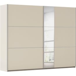 Schwebet&uuml;renschrank Rauch "Kleiderschrank Schrank Garderobe ASTANA", beige (champagner), B:261cm H:210cm T:59cm, Holzwerkstoff, Schr&auml;nke, Schwebet&uuml;renschrank, mit 3 Spiegelelementen, Metallgriffleisten alufarbig MADE IN GERMANY
