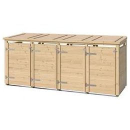 M&uuml;lltonnenbox Weka "Killarney", naturbelassen, B:300cm H:127cm T:92cm, Massivholz, Aufbewahrungsboxen, Metall pulverbeschichtet, f&uuml;r 4 M&uuml;lltonnen, BxTxH: 300x92x127 cm