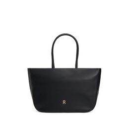 Tragetasche Tommy Hilfiger "TH LOGOTAPE TOTE", Damen, Gr. B/H/T: 43cm x 28cm x 14cm, schwarz, Lederimitat, Taschen, Damen Shopper, Handtasche mit goldfarbenem TH-Detail