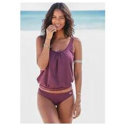 Tankini-Top Lascana "Italy", Damen, Gr. 40, N-Gr, rot (bordeaux), Microfaser, Microfaser, Polyamid, unifarben, Bikini-Oberteile, in Oversize-Form