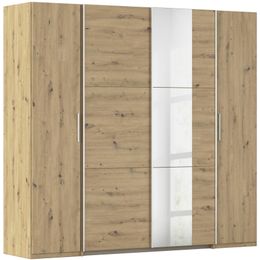 Schwebet&uuml;renschrank Rauch "Kleiderschrank Dreht&uuml;renschrank Schrank Garderobe KRONACH", eiche artisan, griffleisten alu, mit 1 spiegel, B:225cm H:210cm T:59cm, Holzwerkstoff, Schr&auml;nke, Schwebet&uuml;renschrank, Kombischrank optional mit 1 oder 2 Spiegel viele B&ouml;den MADE IN GERMANY