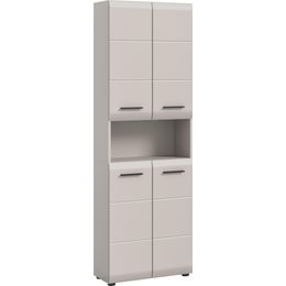 Stauraumschrank Welltime "FLORENZ, H&ouml;he 185 cm, 4 oder 6 T&uuml;ren, viel Stauraum", kaschmir, B:60cm H:185cm T:30cm, FSC-zertifizierter Holzwerkstoff, MDF, Schr&auml;nke, Stauraumschrank, hochwertige MDF Front, Griff schwarz, Badschrank, Bad
