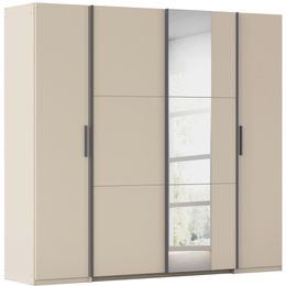 Schwebet&uuml;renschrank Rauch "Kleiderschrank Dreht&uuml;renschrank Schrank Garderobe KRONACH", champagner, griffleisten grau, mit 1 spiegel, B:225cm H:210cm T:59cm, Holzwerkstoff, Schr&auml;nke, Schwebet&uuml;renschrank, Kombischrank optional mit 1 oder 2 Spiegel viele B&ouml;den MADE IN GERMANY