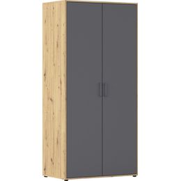 Kleiderschrank Rauch "VOYAGER Garderobe W&auml;scheschrank Schlafzimmer", eiche artisan, graumetallic, griffe graumetallic, B:93cm H:194cm T:53cm, Holzwerkstoff, Schr&auml;nke, Kleiderschrank, mit 2 modernen Griffvarianten, viel Stauraum MADE IN GERMANY