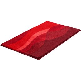 Badematte Grund "Hills", rot (rubin), H:20mm, Polyacryl, Badematten, Badematte, Badematte im Wellen-Design, mehrfarbiges Muster