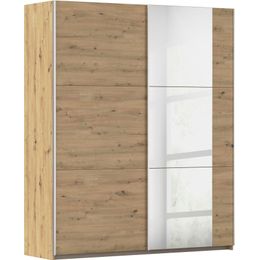Schwebet&uuml;renschrank Rauch "Kleiderschrank Dreht&uuml;renschrank Schrank Garderobe KRONACH", braun (eiche artisan, griffleisten alu, 1 spiegel), B:175cm H:210cm T:59cm, Holzwerkstoff, Schr&auml;nke, Schwebet&uuml;renschrank, optional ohne, mit 1 oder 2 Spiegel, viel Stauraum MADE IN GERMANY