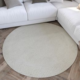 Wollteppich Wecon Home "Hamptons THIRTYFIVE", beige (creme wei&szlig;), H:15mm &Oslash;:200cm, Schurwolle, Teppiche, Schurwolle, Kurzflor, Wohn- & Schlafzimmer, elegant, strukturiert