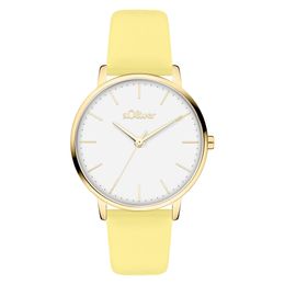 Quarzuhr s.Oliver "Modern Basics", gelb, Armbanduhren, Damen, Quarzuhr, Armbanduhr, Damenuhr, analog