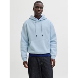 Jack & Jones Kapuzensweatshirt JACK & JONES "JJEBRADLEY SWEAT HOOD NOOS", Herren, Gr. XL, celestial blau, angeraute Sweatware, Obermaterial: 65% Polyester, 35% Baumwolle, unifarben, relaxed fit normal, ohne Ausschnitt, Rippb&uuml;ndchen, Sweatshirts, Materialmix, relaxed fit